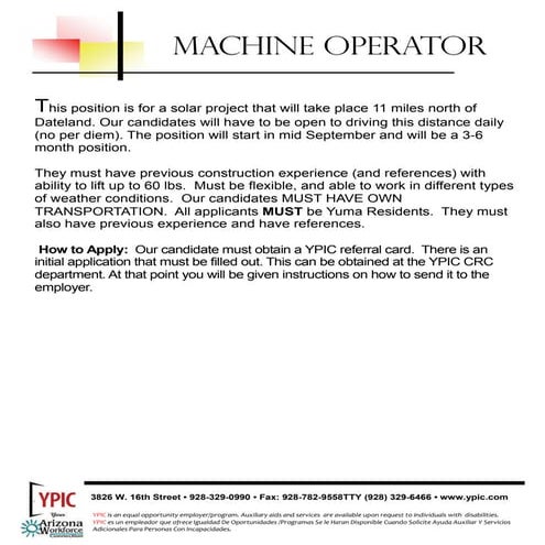 Machine Operator | PDF