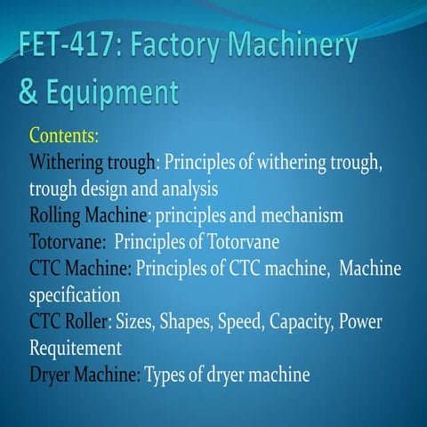 Factory Machinery & Equipment | PPTX