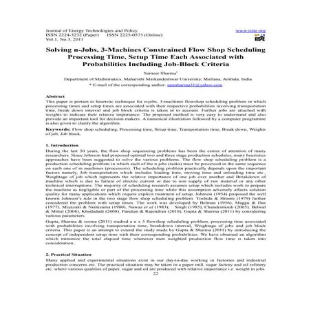 Machines Constrained Flow Shop Scheduling Processing Time Setup Time