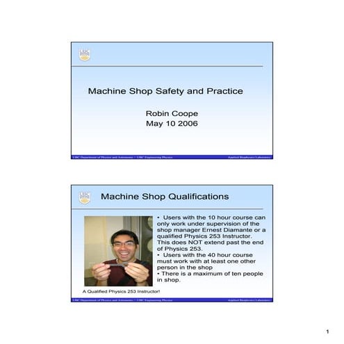 Machine Shop Safety And Practice 2006 | PDF