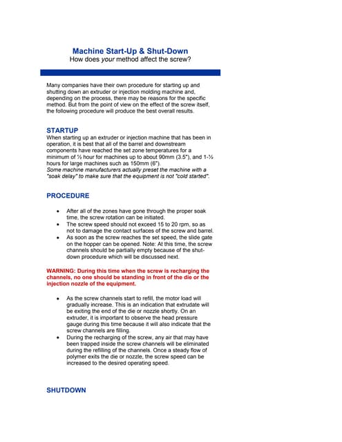 Basic Screw Geometry: Things Your Extruder Screw Designer Never Told ...
