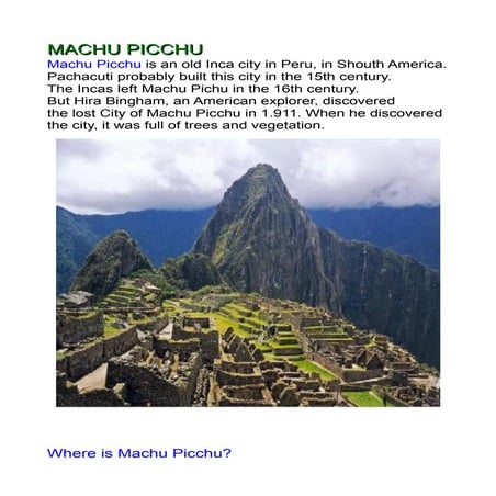 Machu picchu | ODT