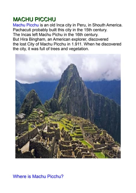 The machu picchu presentation | PPTX