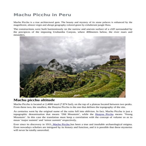 Machu picchu in-peru | PDF