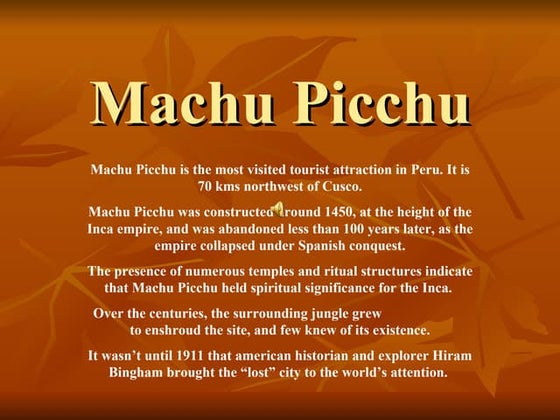 Machu Picchu Powerpoint | PPTX