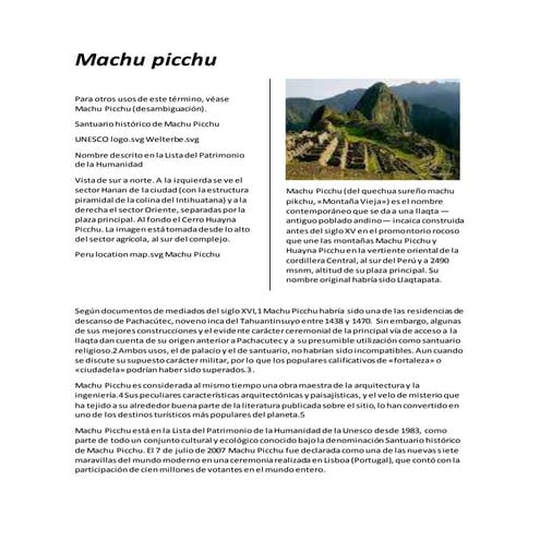Machu picchu shelssy | DOCX