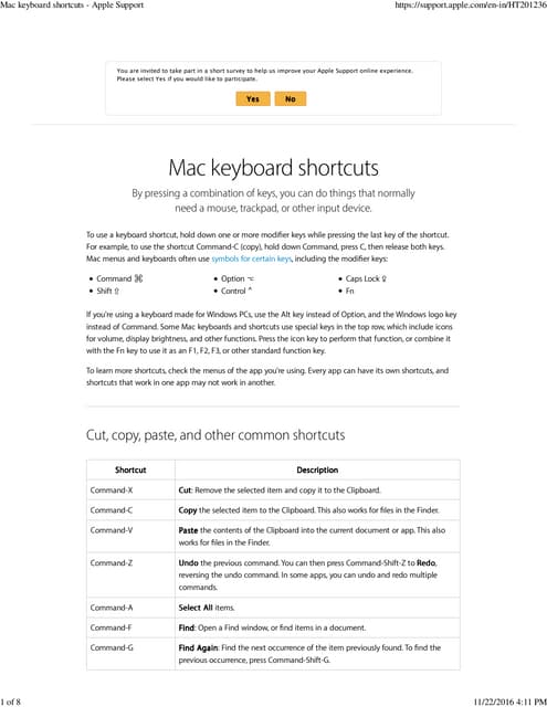 Most Important Mac Keyboard Shortcuts | PPTX | Operating Systems ...