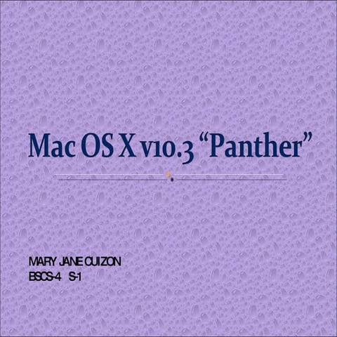 Mac Os X V10.3 “Panther” | PPT