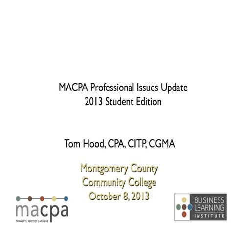 MACPA Professional Issues Update - 2013 Student Edition | PDF