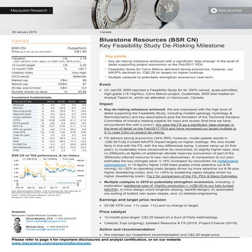 Macquarie - BlueStone Resources Report | PDF