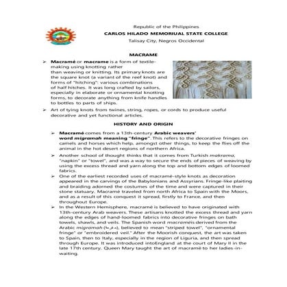 TLE 10-HANDICRAFT (MACRAME AND BASKETRY) | PPTX