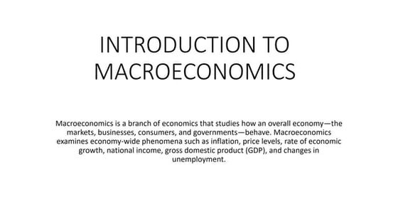 Introduction to macroeconomics | PPT