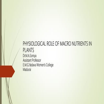 Physiological Role of Macroelements in Plants | PPTX