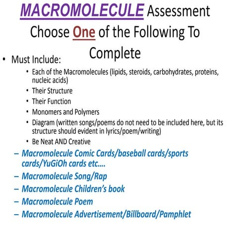 Macromolecule assessment | PPTX