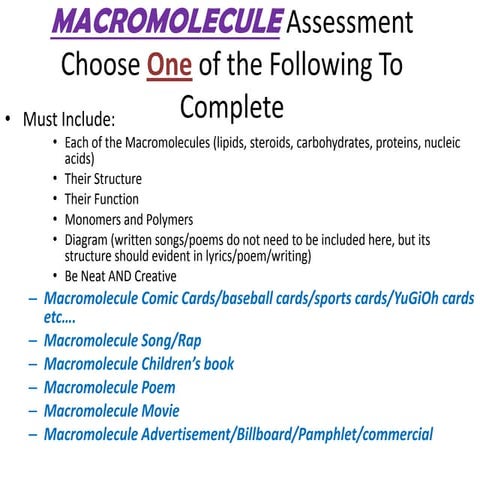 Macromolecule assessment | PPTX