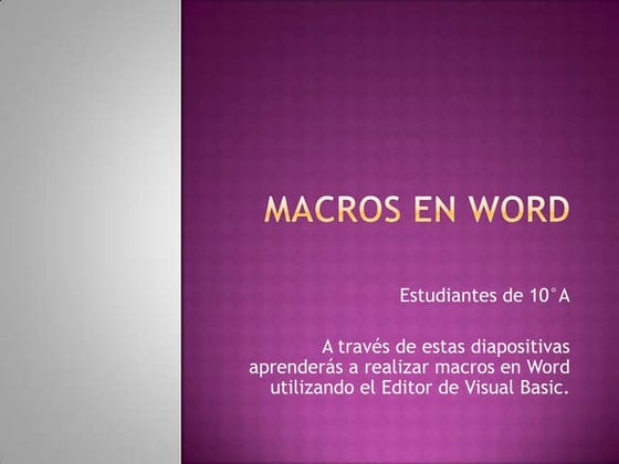 Tutorial sobre macros en word | PPT