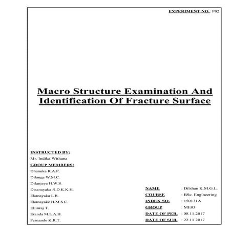 Macro structure examination and identification of fracture surface | PDF
