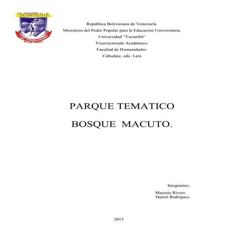 parque tematico Bosque Macuto | PDF