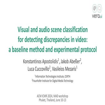 Visual and audio scene classification for detecting discrepancies (MAD ...