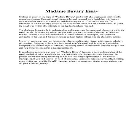 Madame Bovary Essay | PDF
