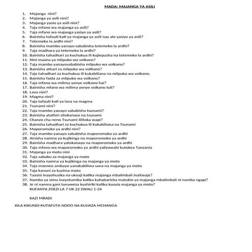 MASWALI YA MADA ZA MAARIFA YA JAMII DRS LA SABA | DOCX