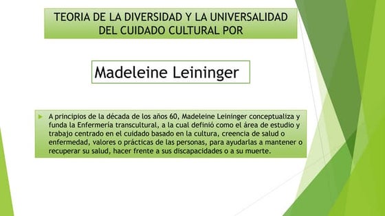 Teoría de Madeleine Leininger | PPT