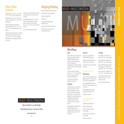 MAD MultiMedia Equipment List | PPT