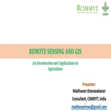 Remote Sensing and Geographic Information System in Agriculture | PPTX