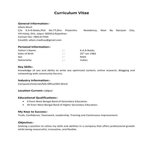 Curriculum Vitae | PDF