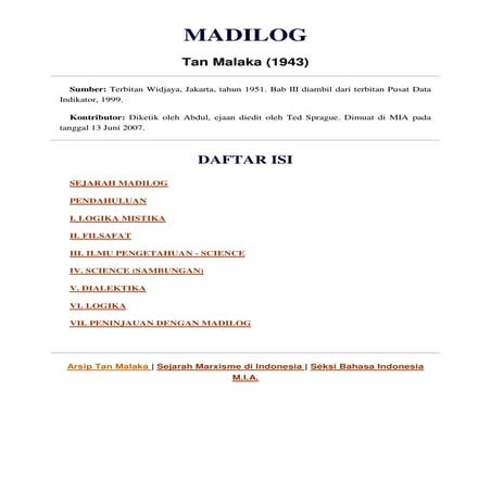 Madilog tan-malaka | PDF