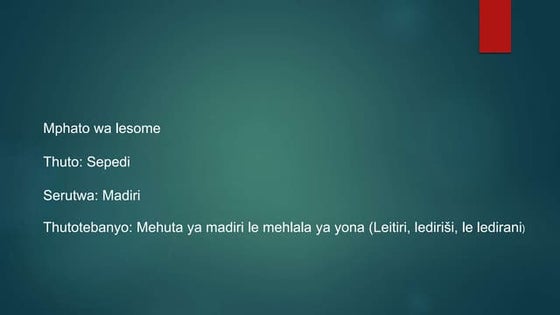 Mehuta ya direto tsa sesotho sa leboa ( Sepedi) | PPTX