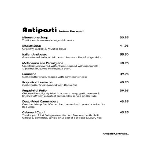 Mad italian Menu - October 2011 | PDF