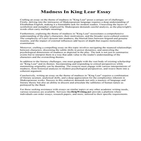 King lear essay questions | DOCX