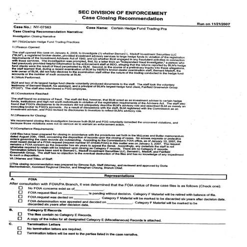 Madoff SEC Recommendation | PDF