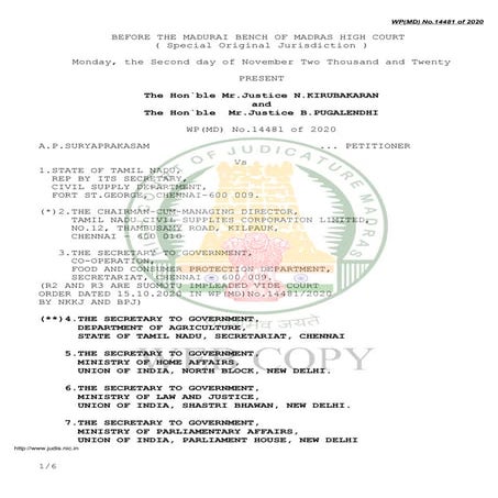 Madras hc order dated nov 2 | PDF