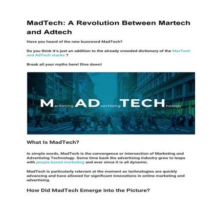Mad tech a revolution between martech and adtech | PDF