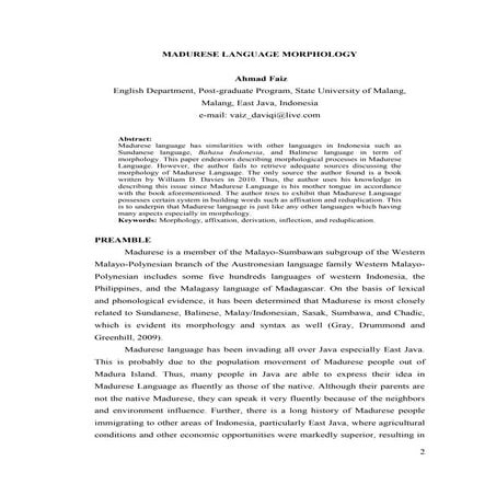 Madurese language morphology | PDF