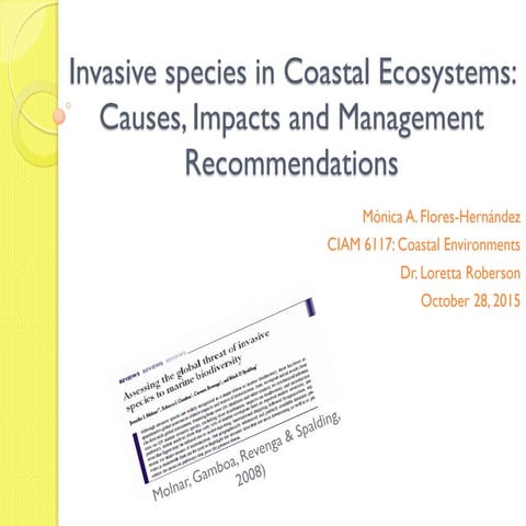 Invasive species in Coastal Ecosystems: Causes, Impacts and Management ...
