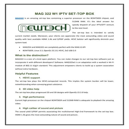 Mag 322 w1 iptv set top box - newtech.co.uk | Digital Audio | Computer ...