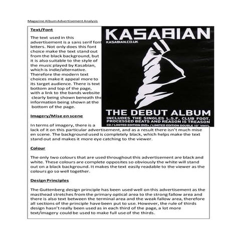 Magazine album advertisement analysis | DOCX