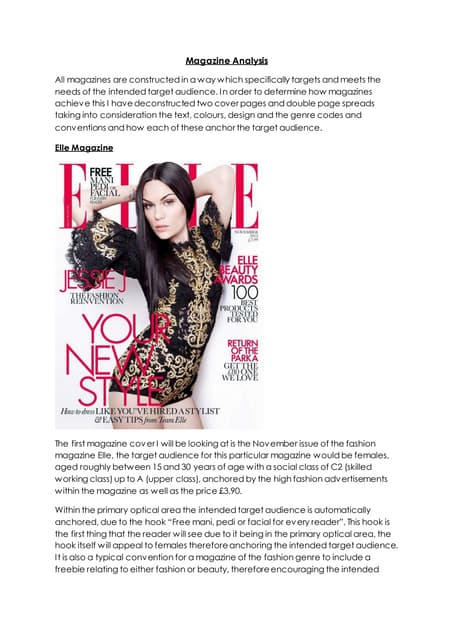 Media magazine cover analysis. | PPTX | Celebrity Style | Pop Culture