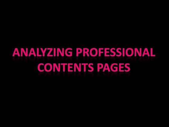 Second contents Page Plan/Design | PDF