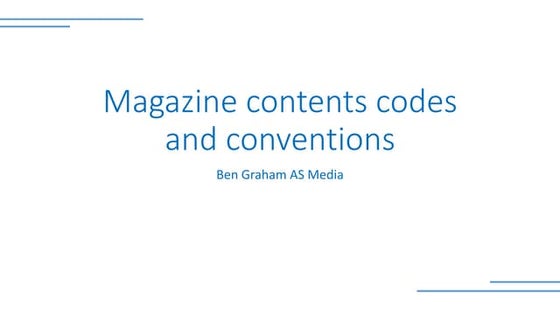 Magazine cover and contents codes and conventions | PPT