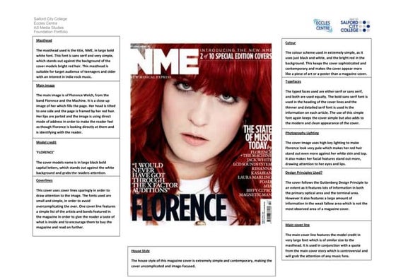 Magazine cover analysis_worksheet (florence and the machine) | PPT