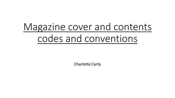 Codes and conventions of a magazine contents page | PPTX