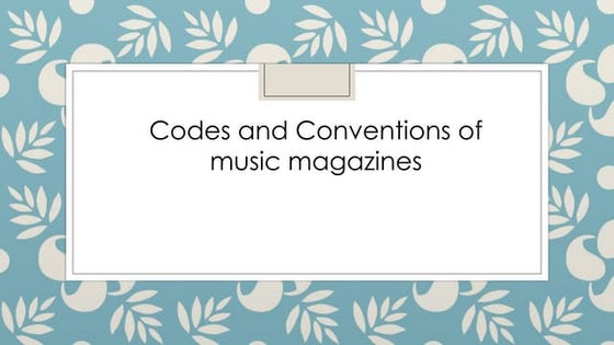Front Cover - Generic Conventions | PPTX