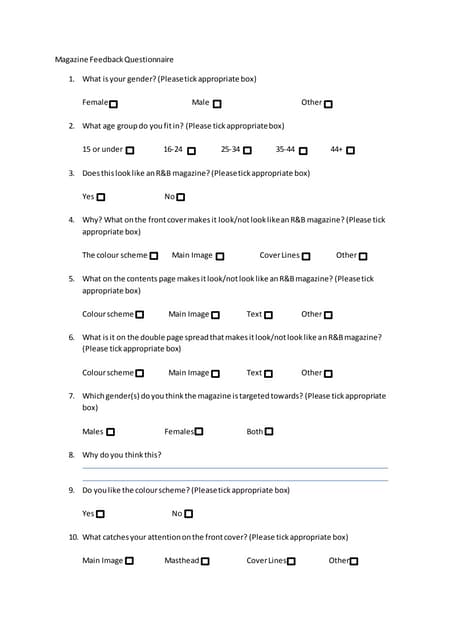 Audience research questionnaire | PDF