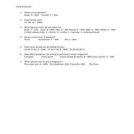 Magazine questionair answers | DOCX | Adult Contemporary Music | Music