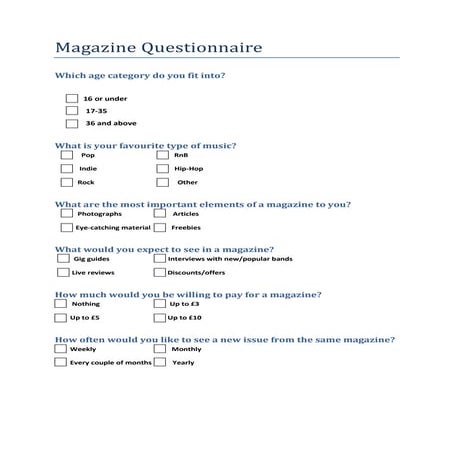 Magazine questionnaire | DOCX