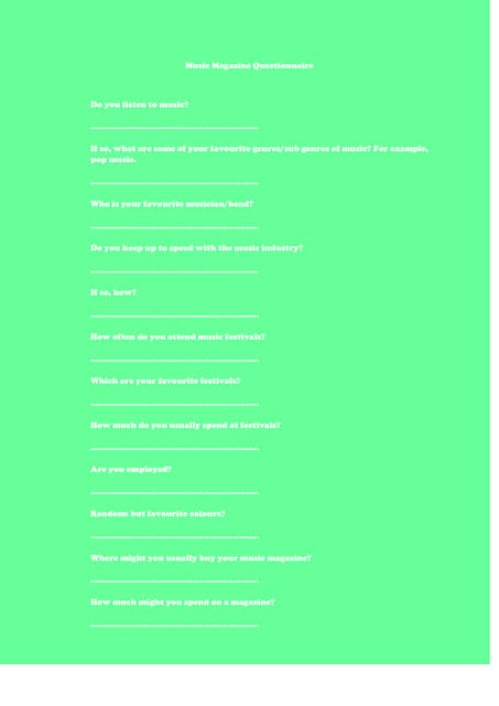 Questionnaire for music magazine | DOCX